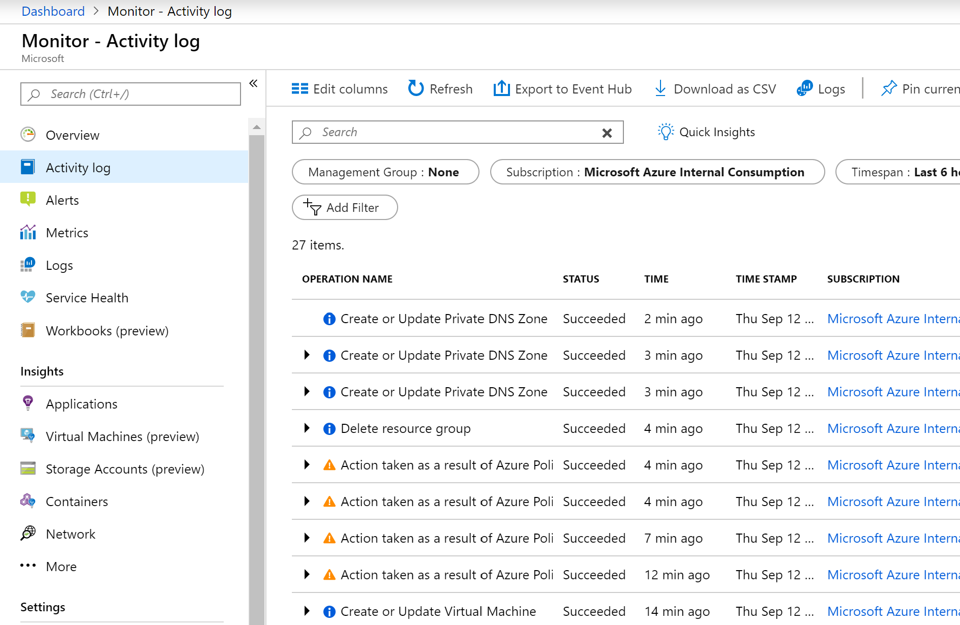 Azure Monitor Activity Log Change History (Preview) | Michael's ...