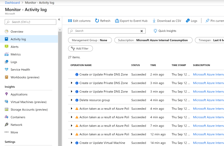 Azure Monitor Activity Log Change History (Preview) | Michael's ...