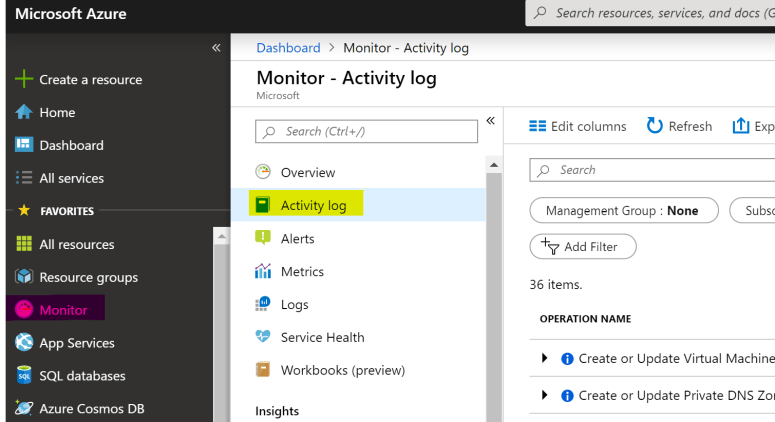 Azure Monitor Activity Log Change History (Preview) | Michael's ...